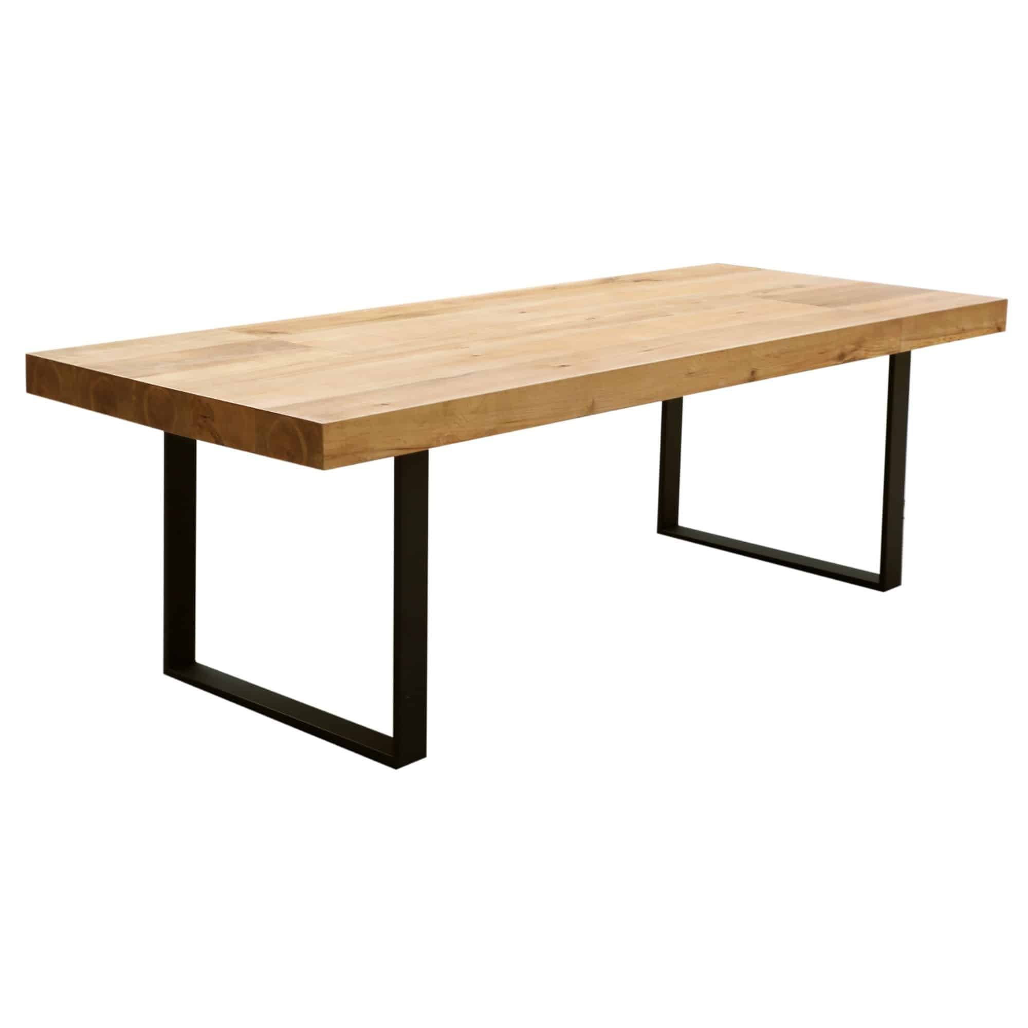 Ethan Dining Table 240cm Veneer Solid Oak Top Metal Leg - Natural ...