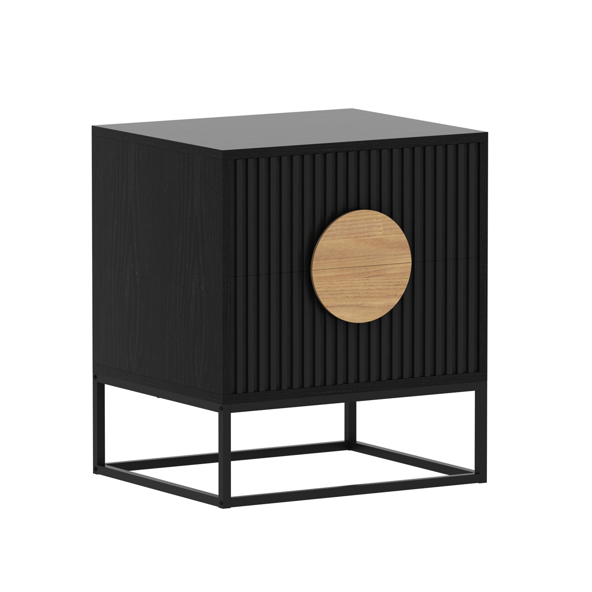 Belmonte Fluted Bedside Table in Black | OZZY DECOR