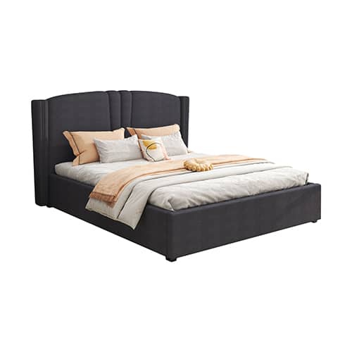 Roman Bed Frame Queen Size Black Velvet Fabric with Gas Lift plywood ...