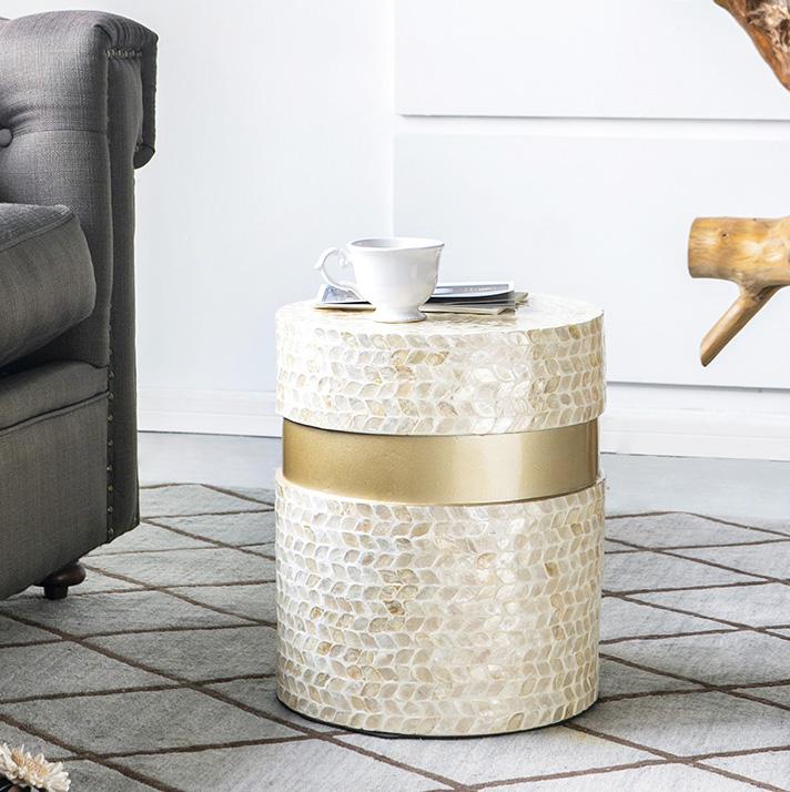 CANCUN SHELL STOOL/TABLE | OZZY DECOR