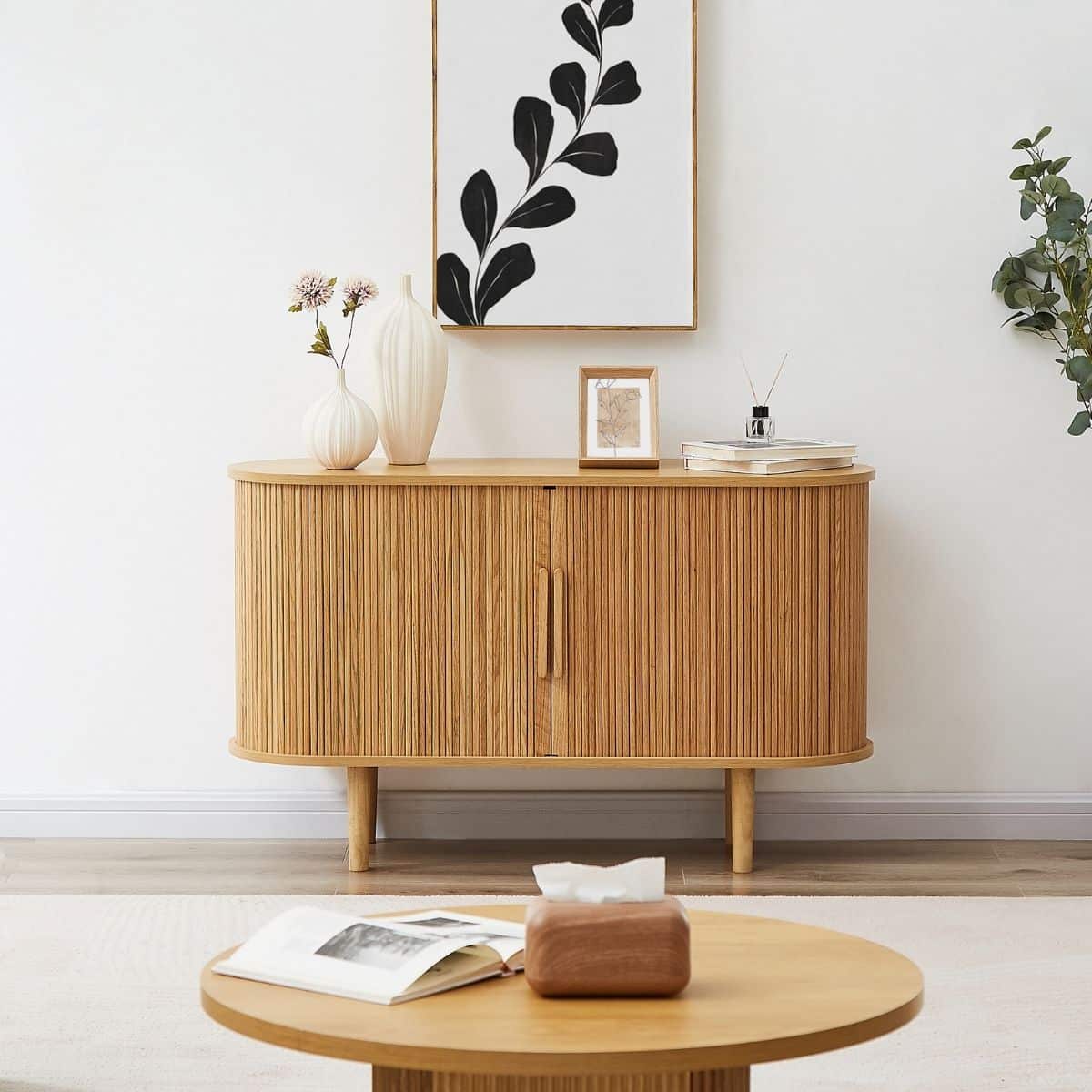 Tate Column Wooden Sideboard Table in Natural | OZZY DECOR